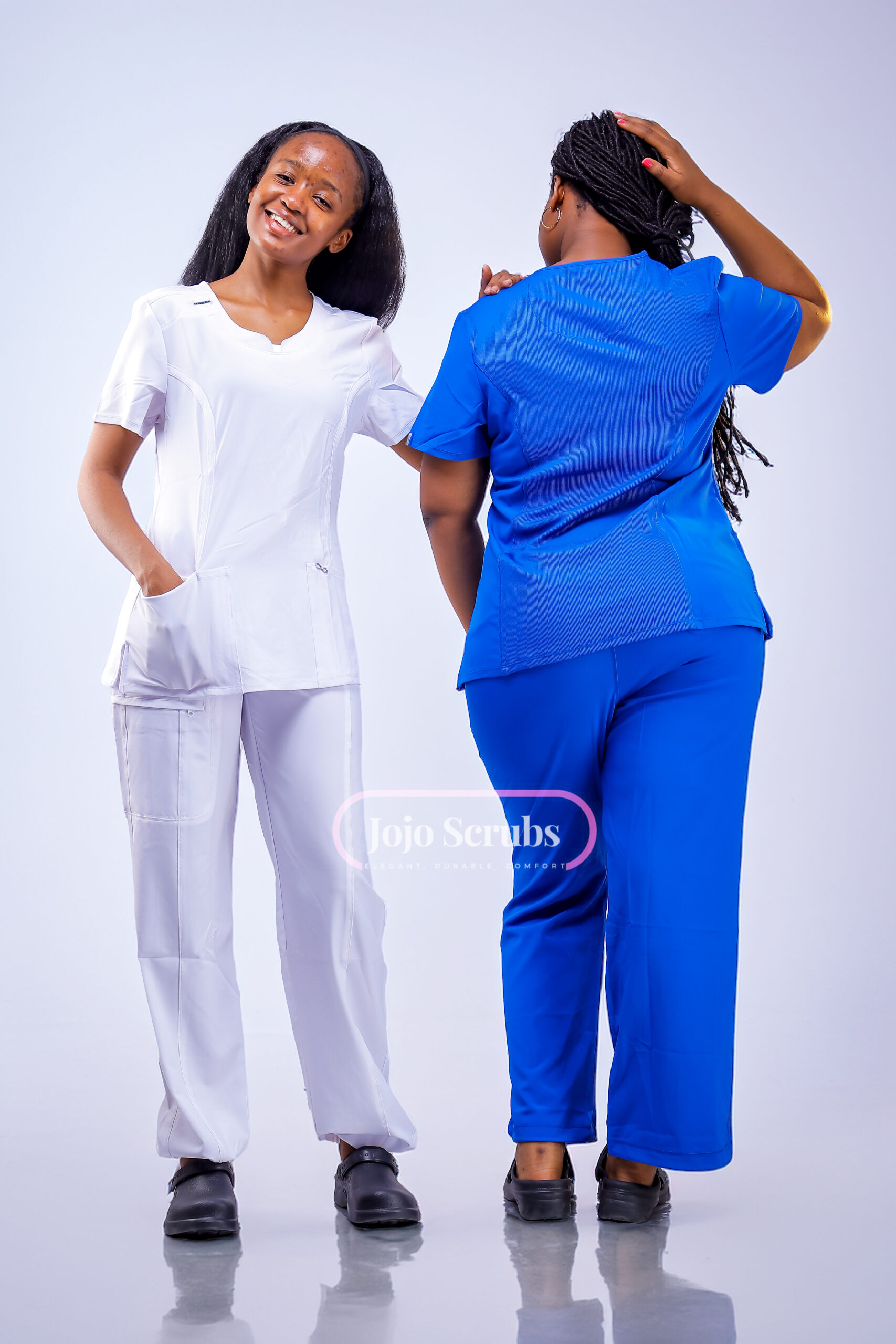 Infinity Scrubs Uniforms – Royal Blue & White Infinity Scrubs – Jojo Scrubs Kenya
